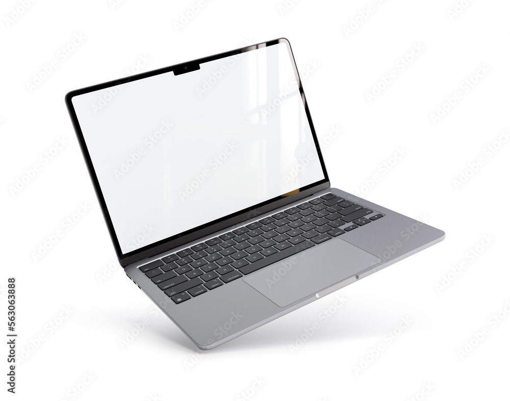 Laptop isolated on white background with two clipping paths included ...