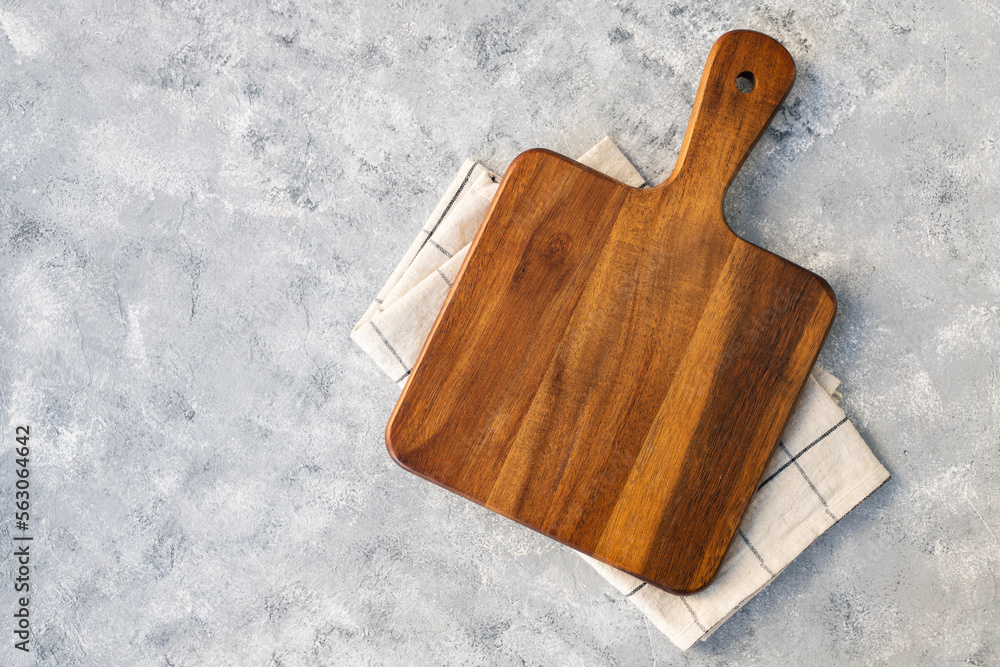 Cutting board over marble table background. Cooking backdrop. Top view ...