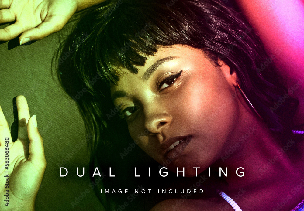 Dual Lighting Photo Effect Mockup Stock Template | Adobe Stock
