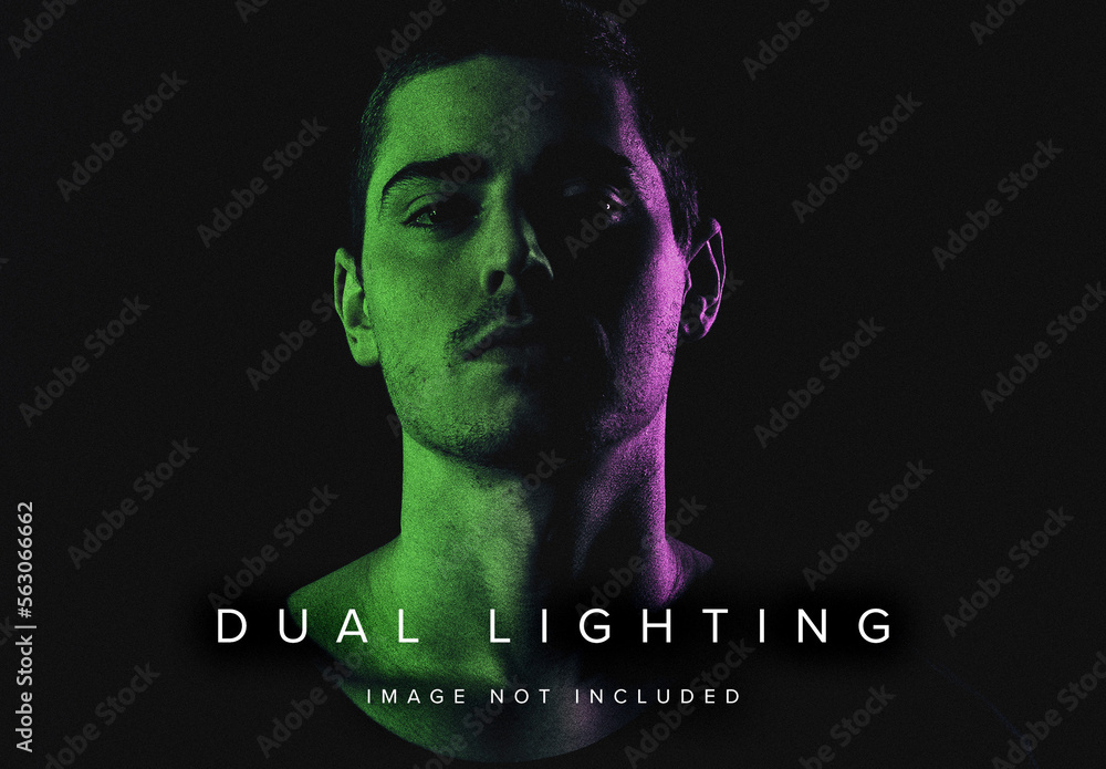 Dual Lighting Photo Effect Mockup Stock Template | Adobe Stock