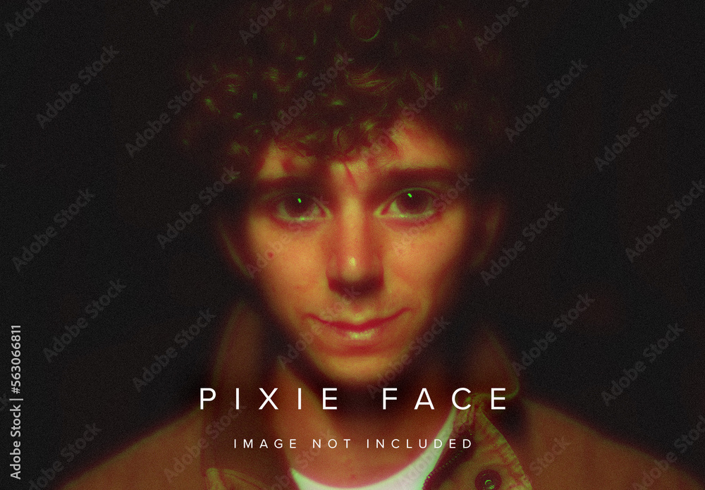 Pixie Face Photo Effect Mockup Stock Template | Adobe Stock