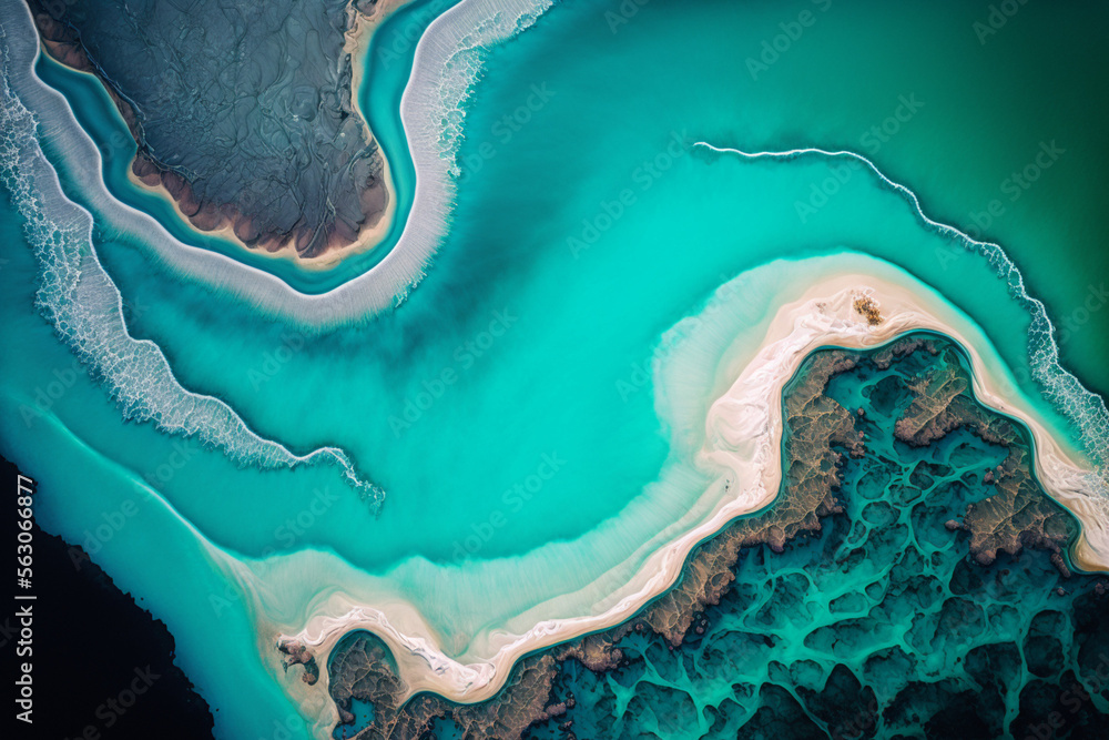 drone aerial view of a body of water off the coast made by generative ...