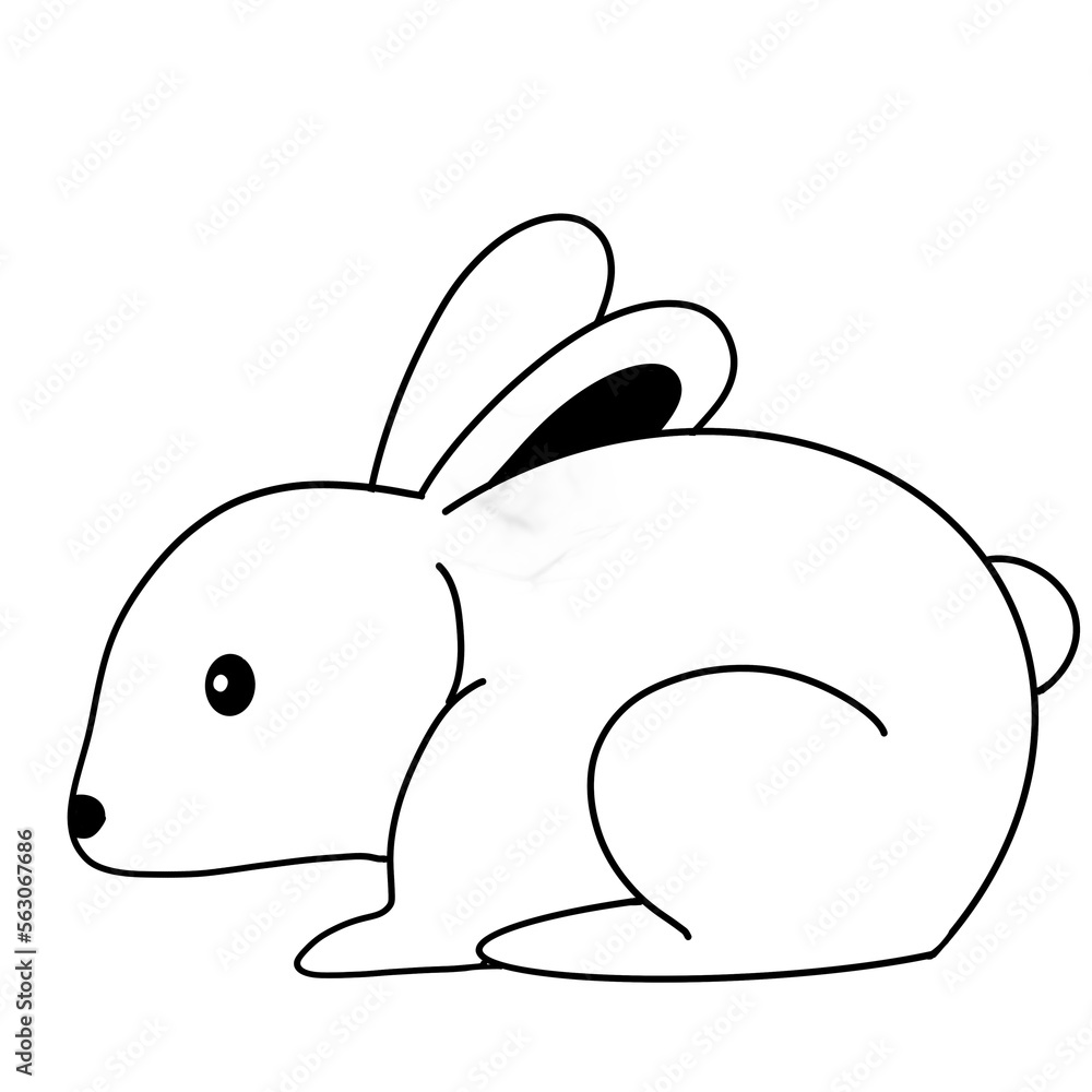Cute Rabbit Clipart, Outline Easter Bunny Clipart, Doodle Easter ...
