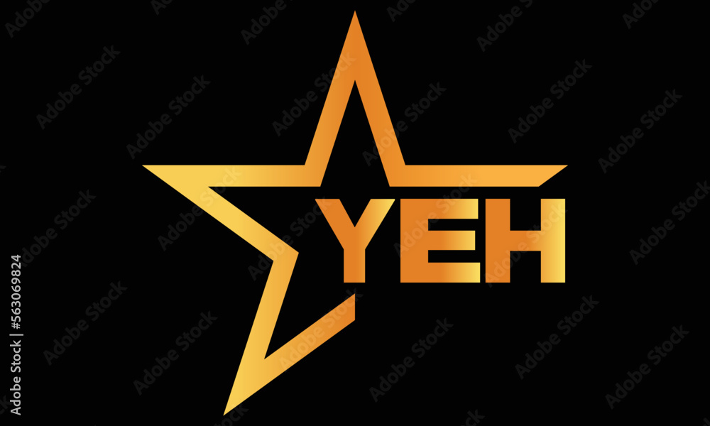 YEH golden luxury star icon three letter logo design vector template ...