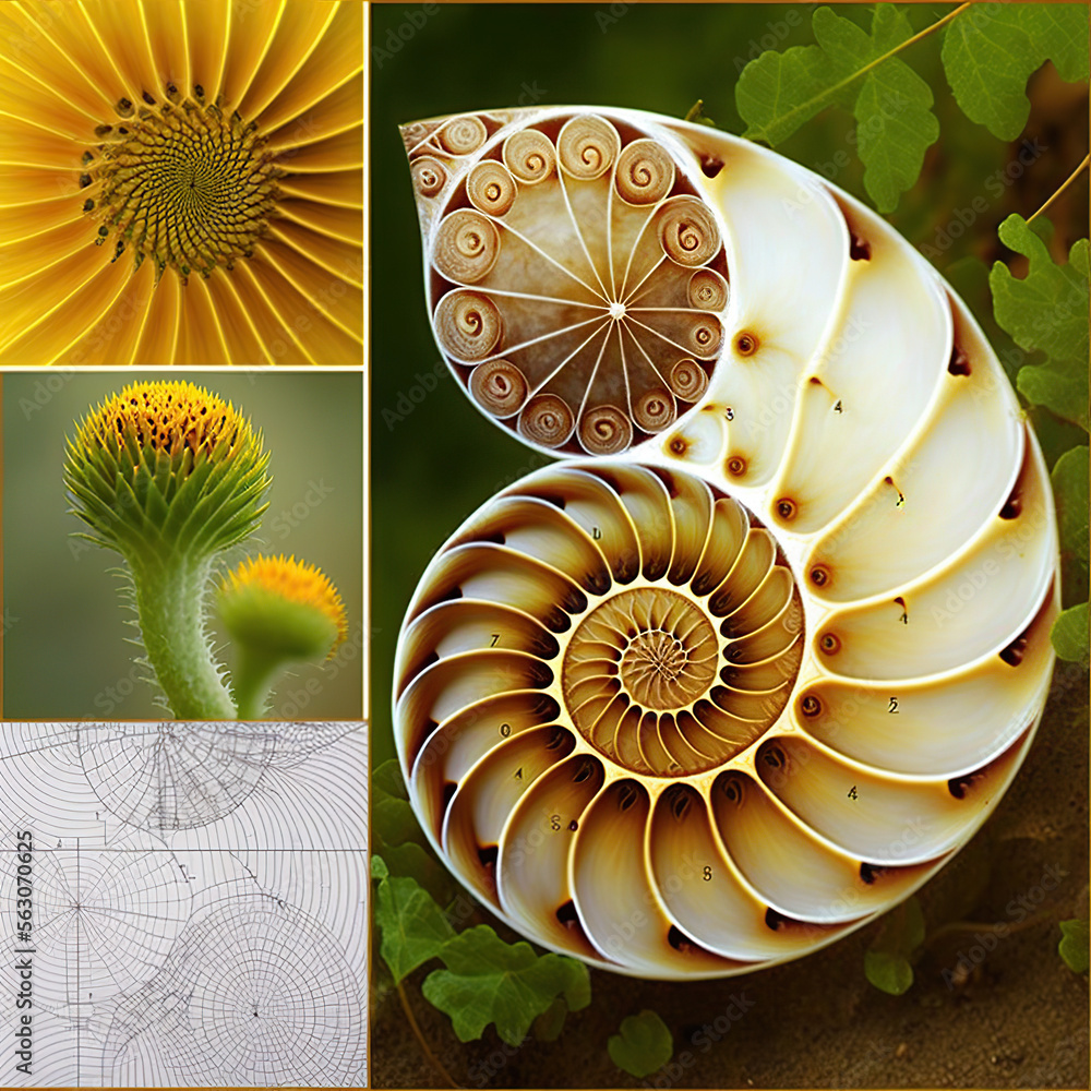 Fibonacci Sequence and Gold Proportion made with generative AI Stock ...