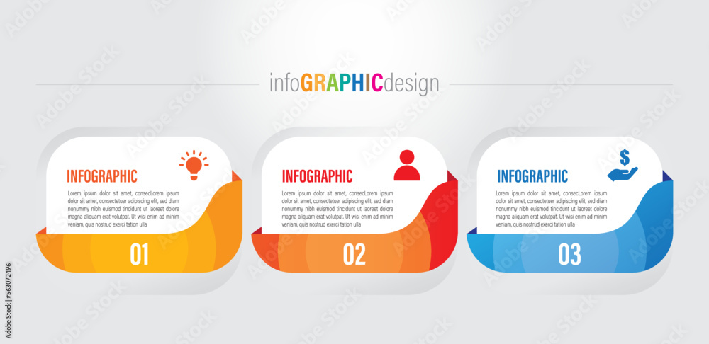 Infographic design template with icons and 3 options or steps. Can be ...