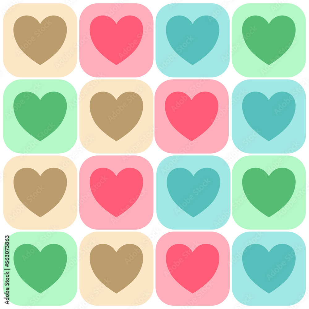 Love Heart Block Icon Set Pastel Color Of Block Heart Valentines Day Concept Blackground