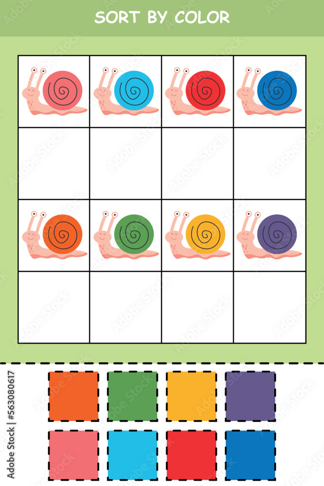 Sorting game for kids. Cut and glue. Education developing worksheet ...