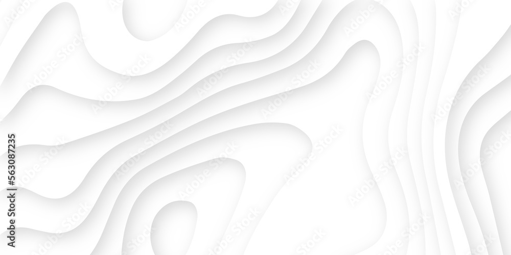 Abstract wavy line 3d paper cut white background. Topographic canyon ...