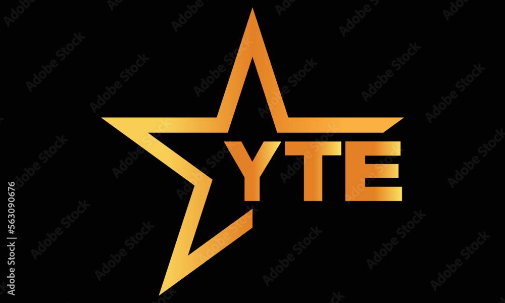 YTE golden luxury star icon three letter logo design vector template ...