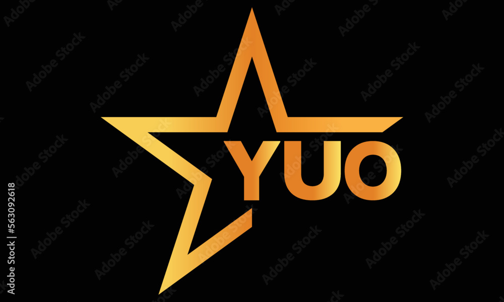 YUO golden luxury star icon three letter logo design vector template ...