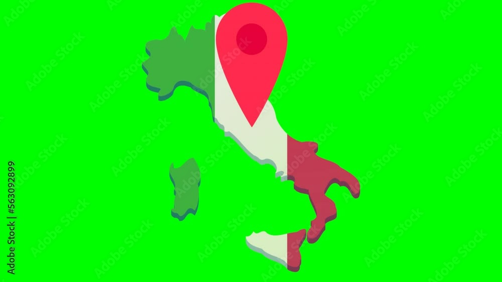 Animation loop in flat design style with a jumping red map marker over ...