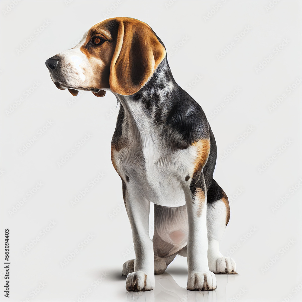 Beagle full body image with white background ultra realistic Stock ...