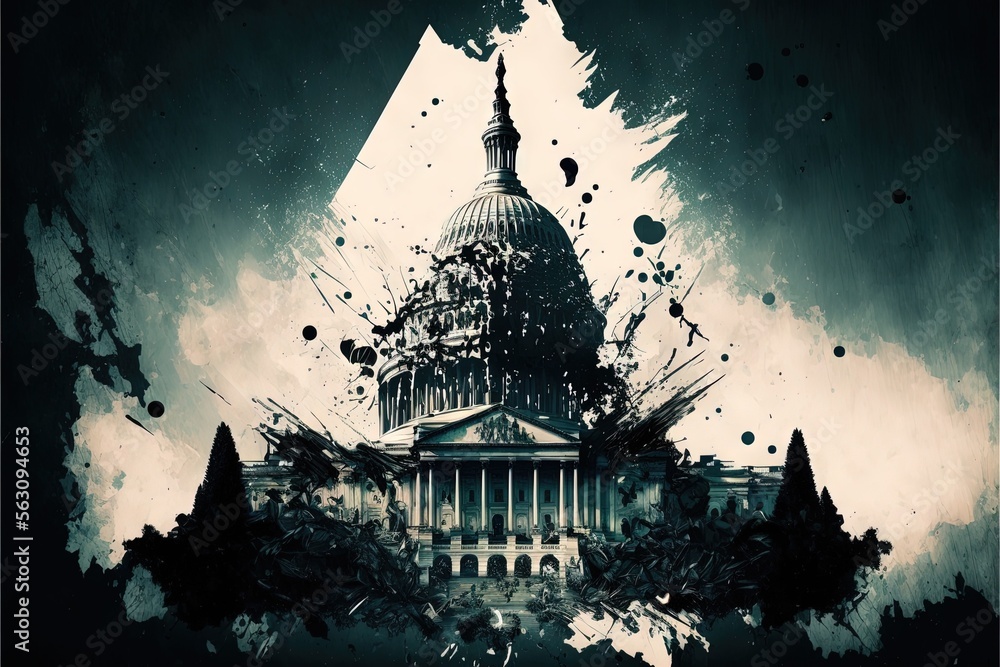 Washington dc capitol exploding and collapsing in destruction ...