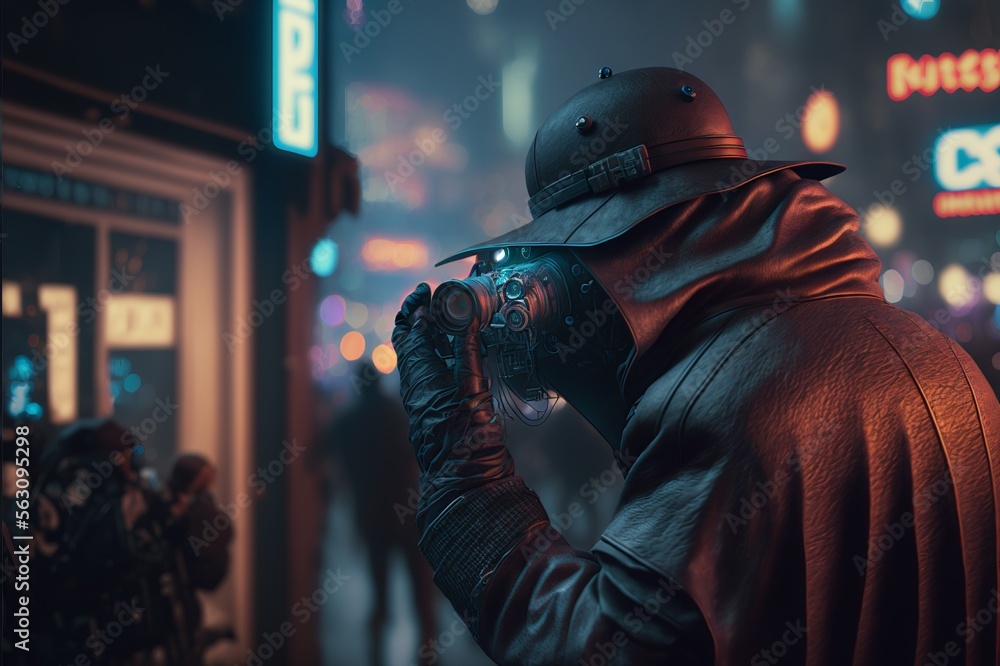 A robot detective solving a case in a cyberpunk city Generative AI ...