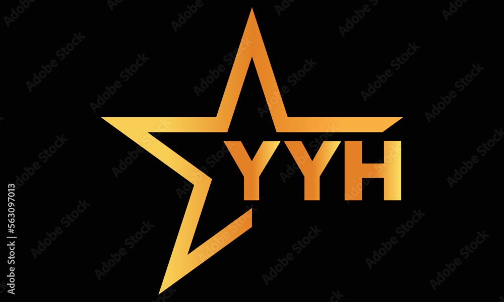 YYH golden luxury star icon three letter logo design vector template ...