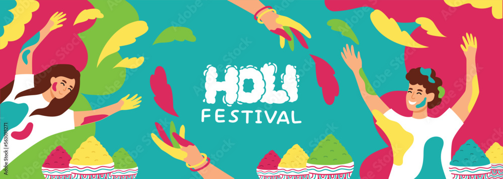 Holi Festival banner for the Hindu tradition holiday, party and event ...