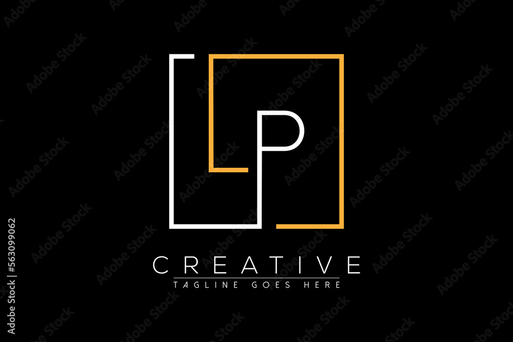 Initial letter lp, pl, p, l elegant and luxury Initial with Rectangular ...