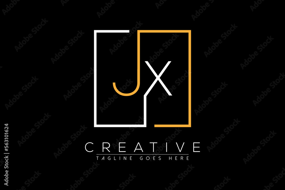 Initial letter jx, xj, x, a elegant and luxury Initial with Rectangular ...
