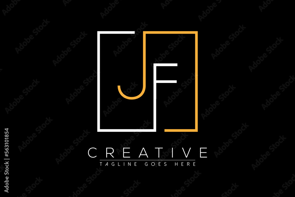 Initial letter jf, fj, j, f elegant and luxury Initial with Rectangular ...
