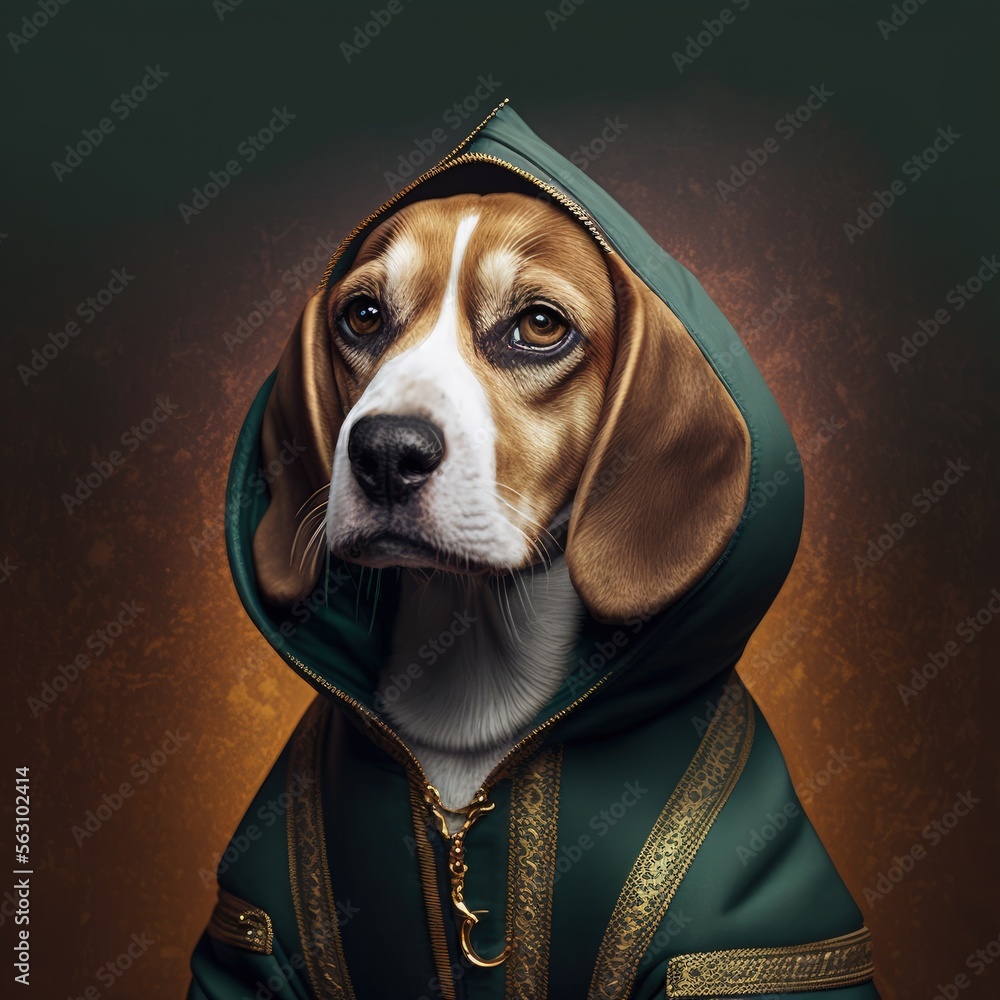 Beagle dog wearing a Y2K outfit design aesthetic illustration made with ...