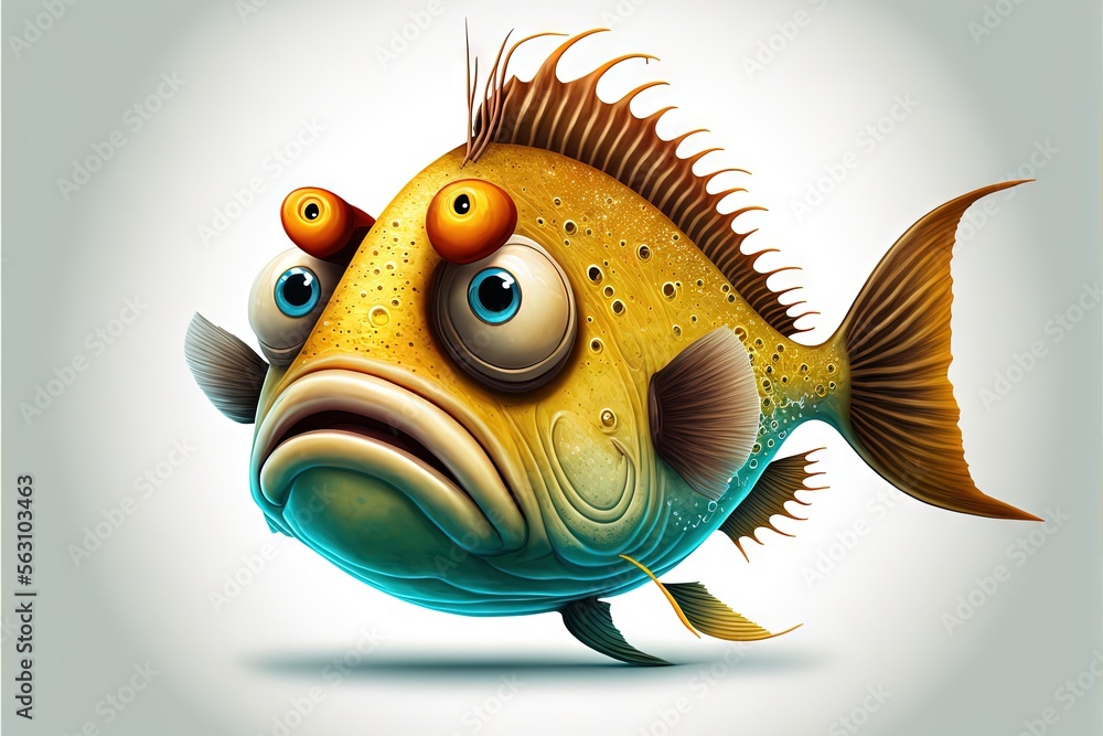 Stockillustratie a fish with two eyes and a nose is shown in this ...