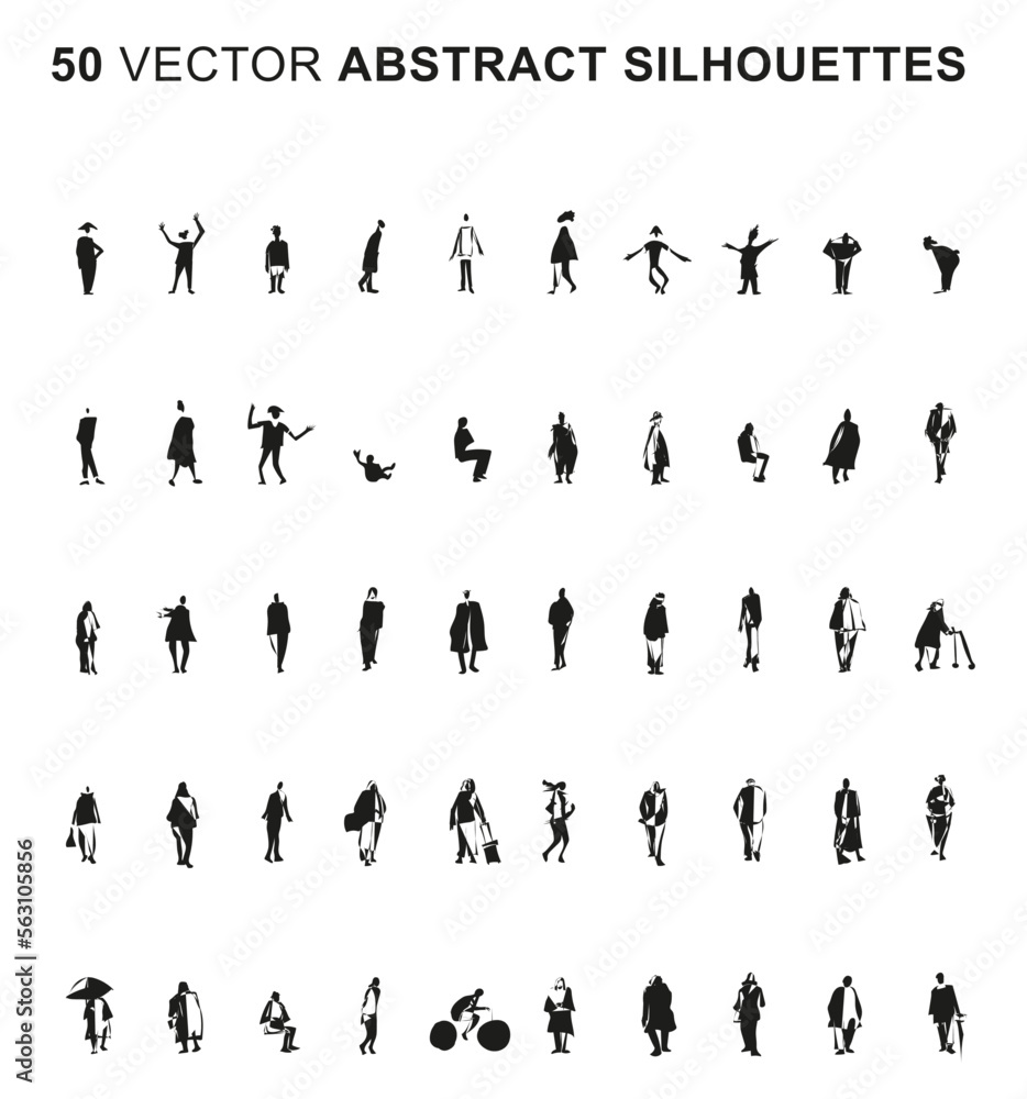 50 Abstract silhouettes - Vector Stock Vector | Adobe Stock