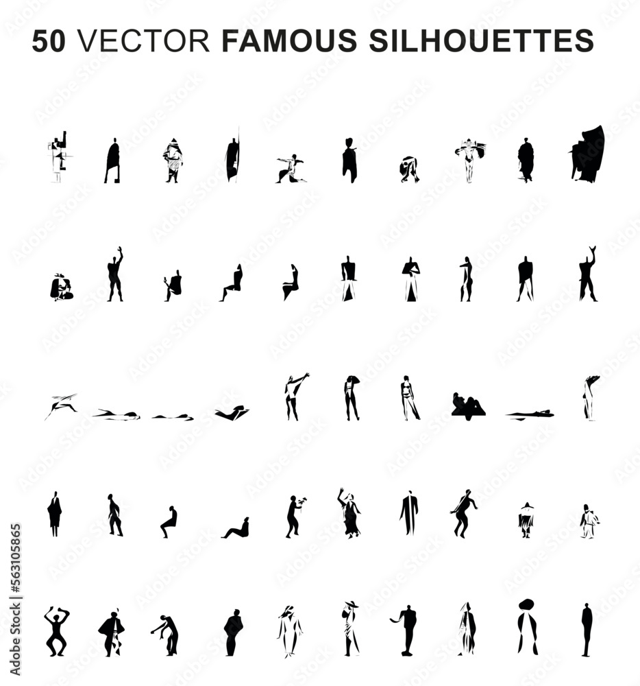 50 Famous silhouettes - Vector Stock Vector | Adobe Stock