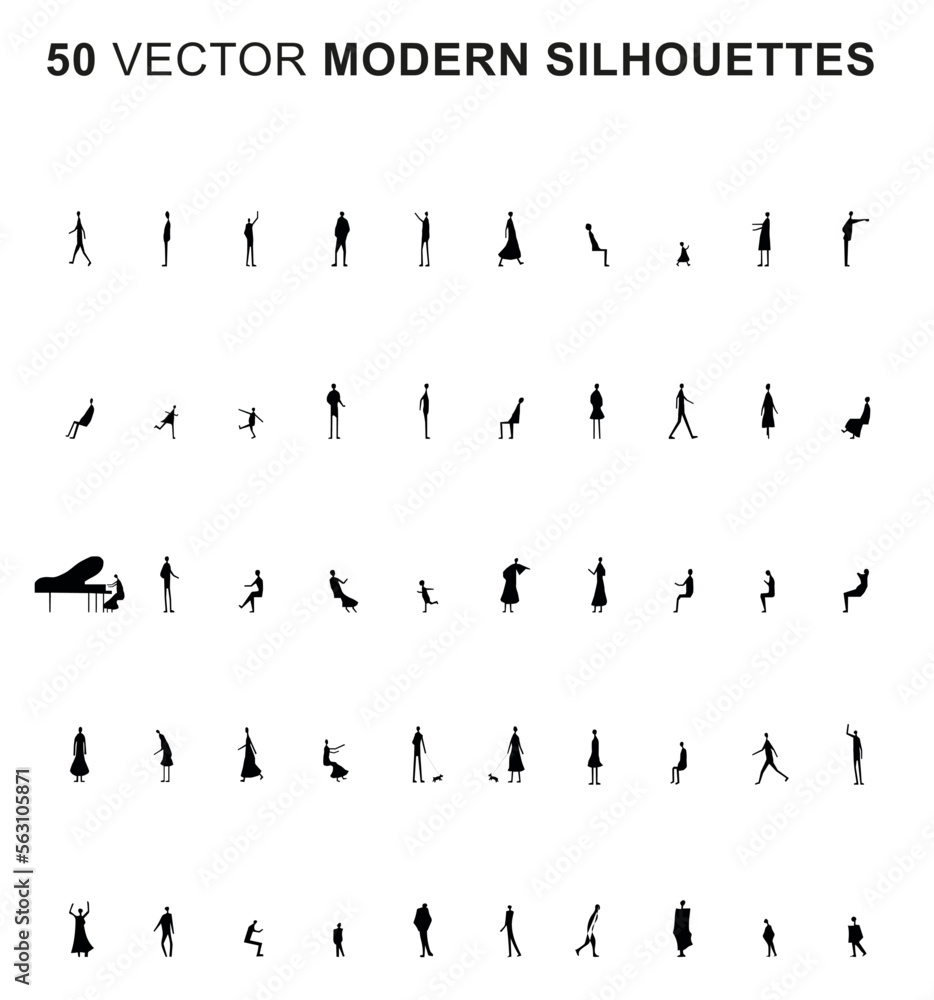 50 Modern silhouettes - Vector Stock Vector | Adobe Stock