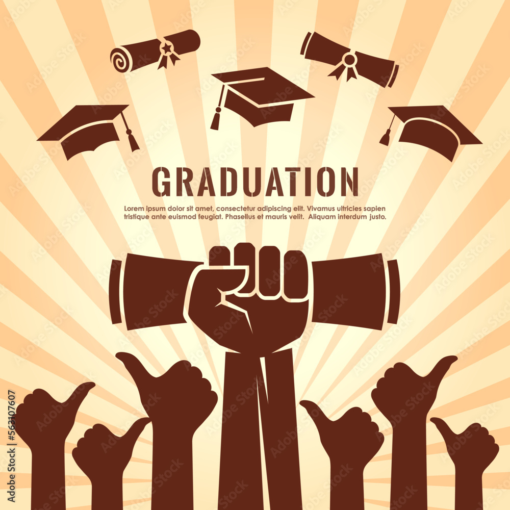 Happy graduation vector poster design Stock Vector | Adobe Stock