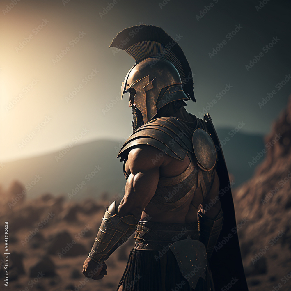 Illustration of spartan warrior in armor, antique Greek military ... Illustration of spartan warrior in armor, antique Greek military ...