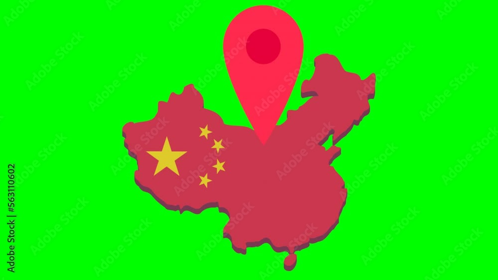 Animation loop in flat design style with a jumping red map marker over ...