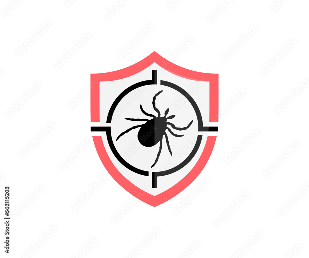 Vettoriale Stock Pest control with shield, insect, chemical poison logo ...