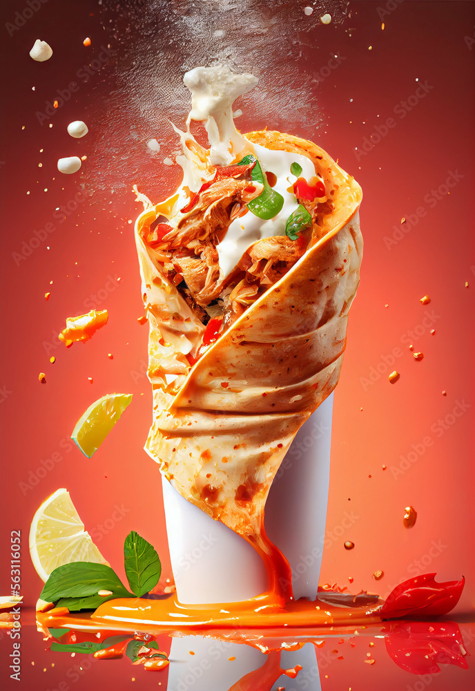 ภาพประกอบสต็อก Kebab shawarma advertising poster ภาพ | Adobe Stock