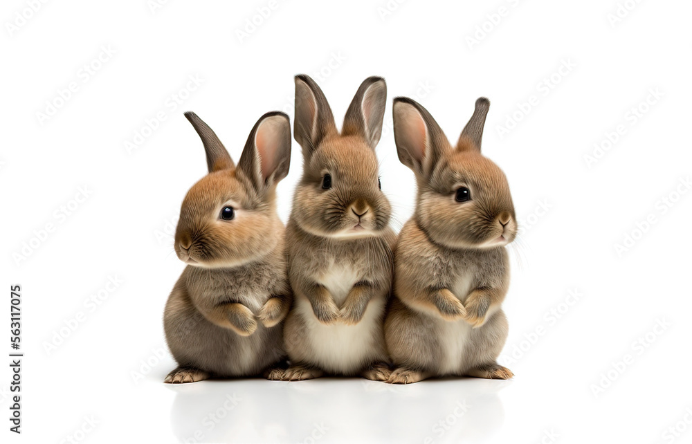 Easter Bunny Rabbits, three cute chubby fluffy clipart dwarf bunnies ...