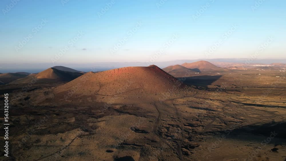 Drone aerial view of Volcán de La Corona is a 609 meters high extinct ...