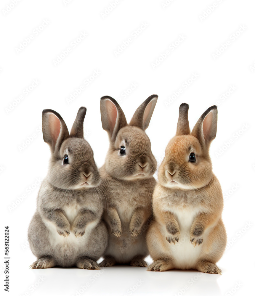 Easter Bunny Rabbits, three cute chubby fluffy clipart dwarf bunnies ...