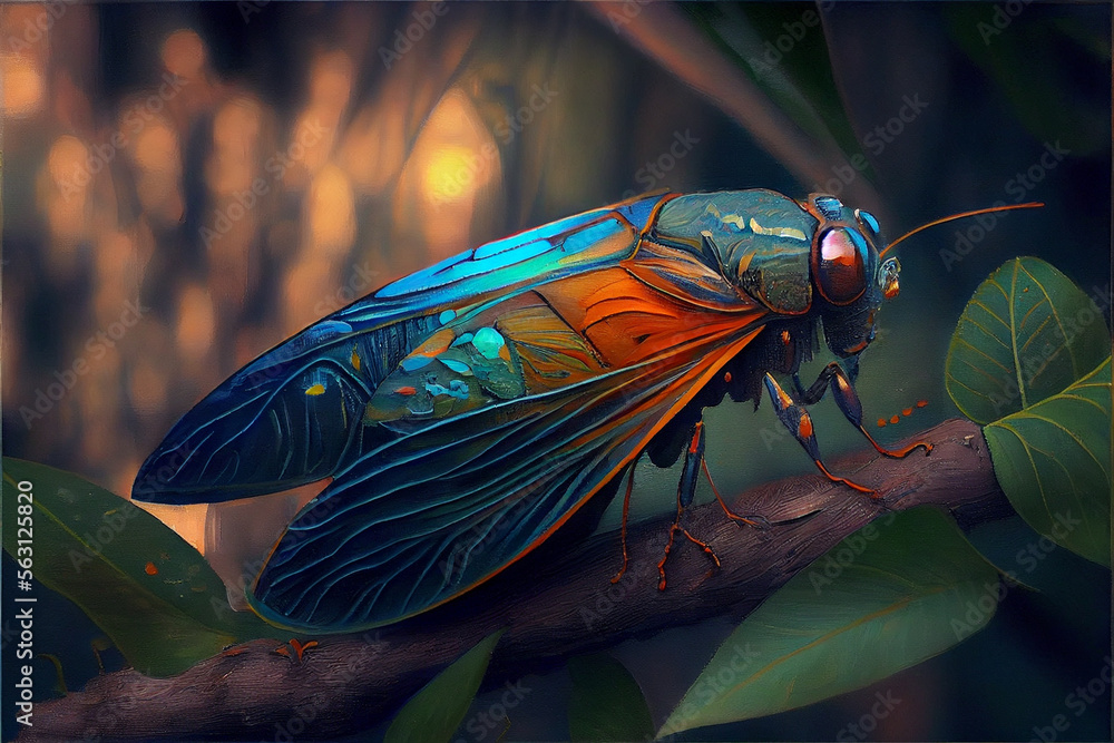 Generative Ai, art painting style, bug on a leaf Stock Illustration ...