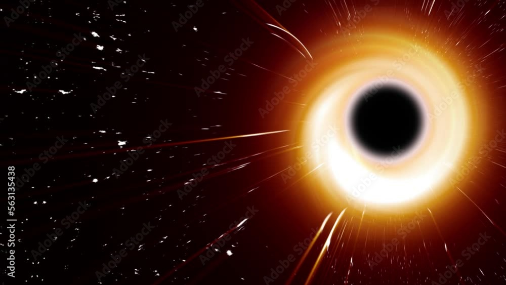 Black Hole Moving In Space, Abstract Neon Glowing Rays With Super Big ...