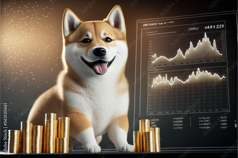 Happy Shiba Inu proud of his investments making him money. Stock ...