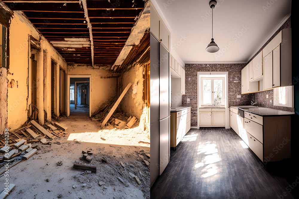 Concept Renovation interior of house. Apartment before and after ...