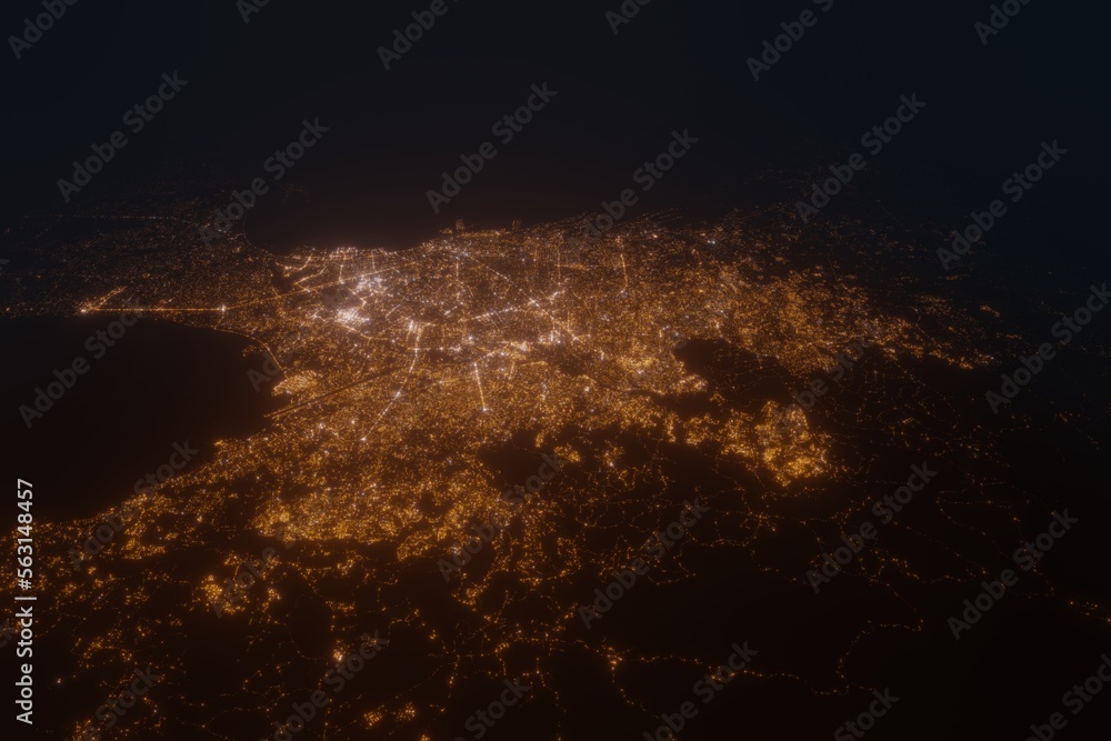 Aerial view on Quezon City (Philippines) from east. Top view on modern ...