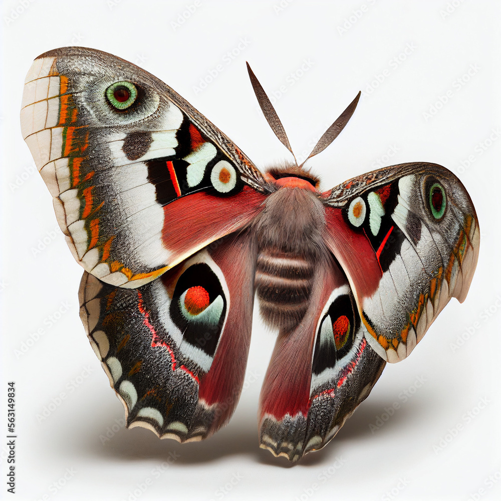 Cecropia Moth full body image with white background ultra realistic ...