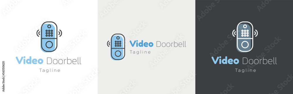 Video doorbell logo design set, intercom device logotype symbol ...