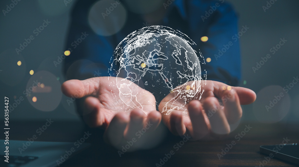 Big data analytics and business intelligence concept. Business person ...