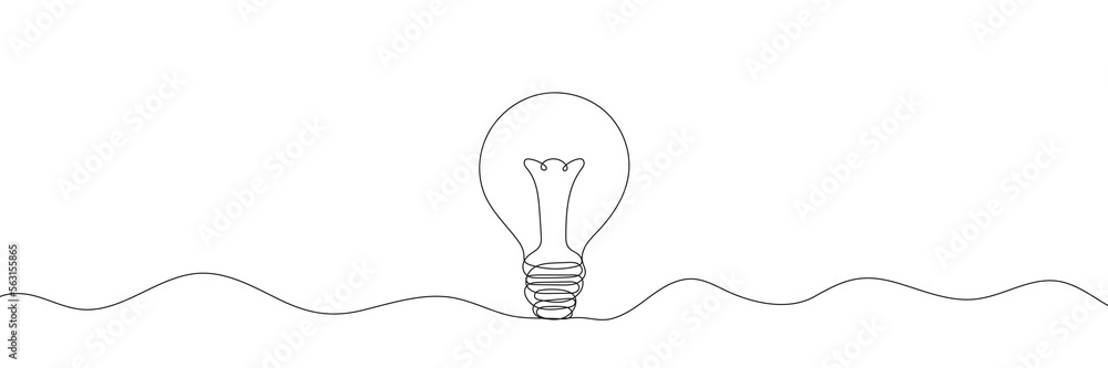 Continuous one line drawing of electric light bulb. Vector illustration ...