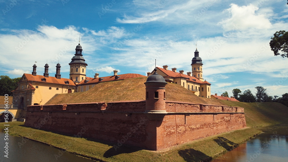 Defensive engineering system for a medieval castle in the form of a red ...