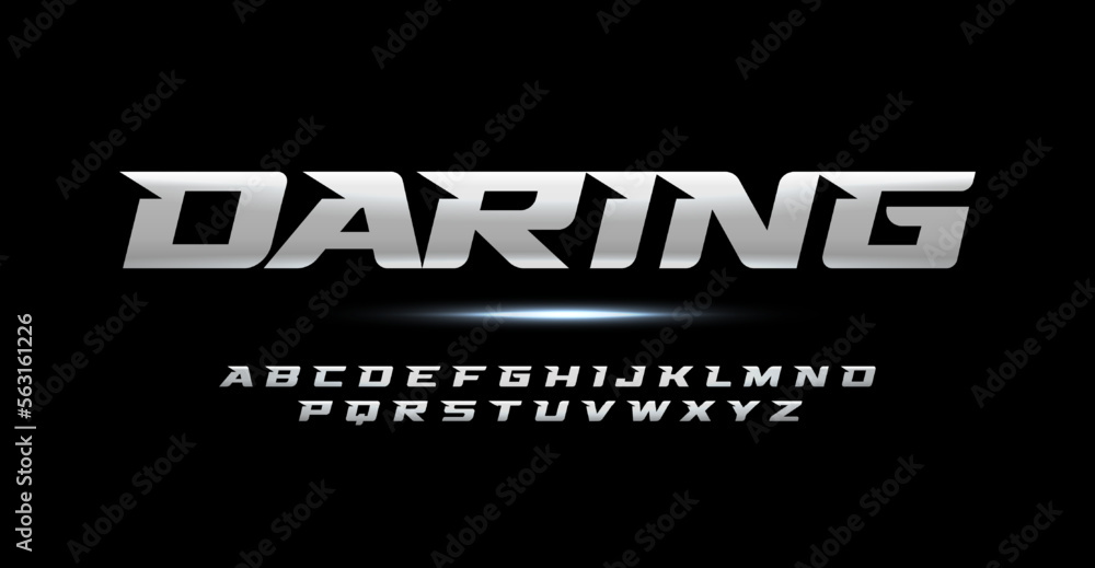 Speed metallic alphabet, dynamic letters, energetic sport font for car ...