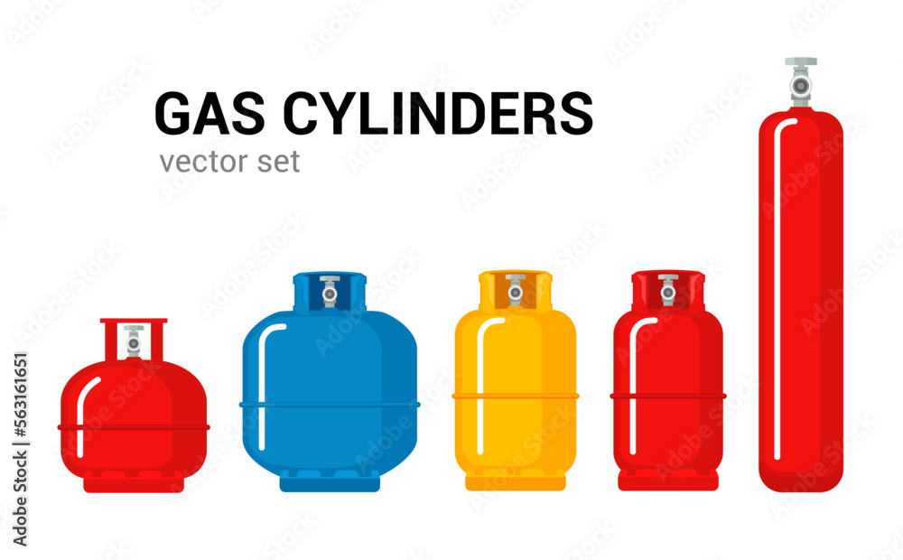 Gas cylinder vector tank. Lpg propane bottle icon container. Oxygen gas ...