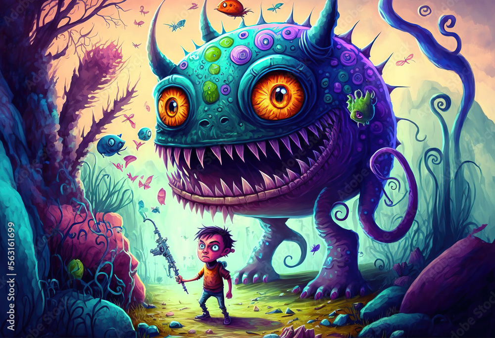 Fantasy creature. cartoon color story. sketch art for artist creativity ...